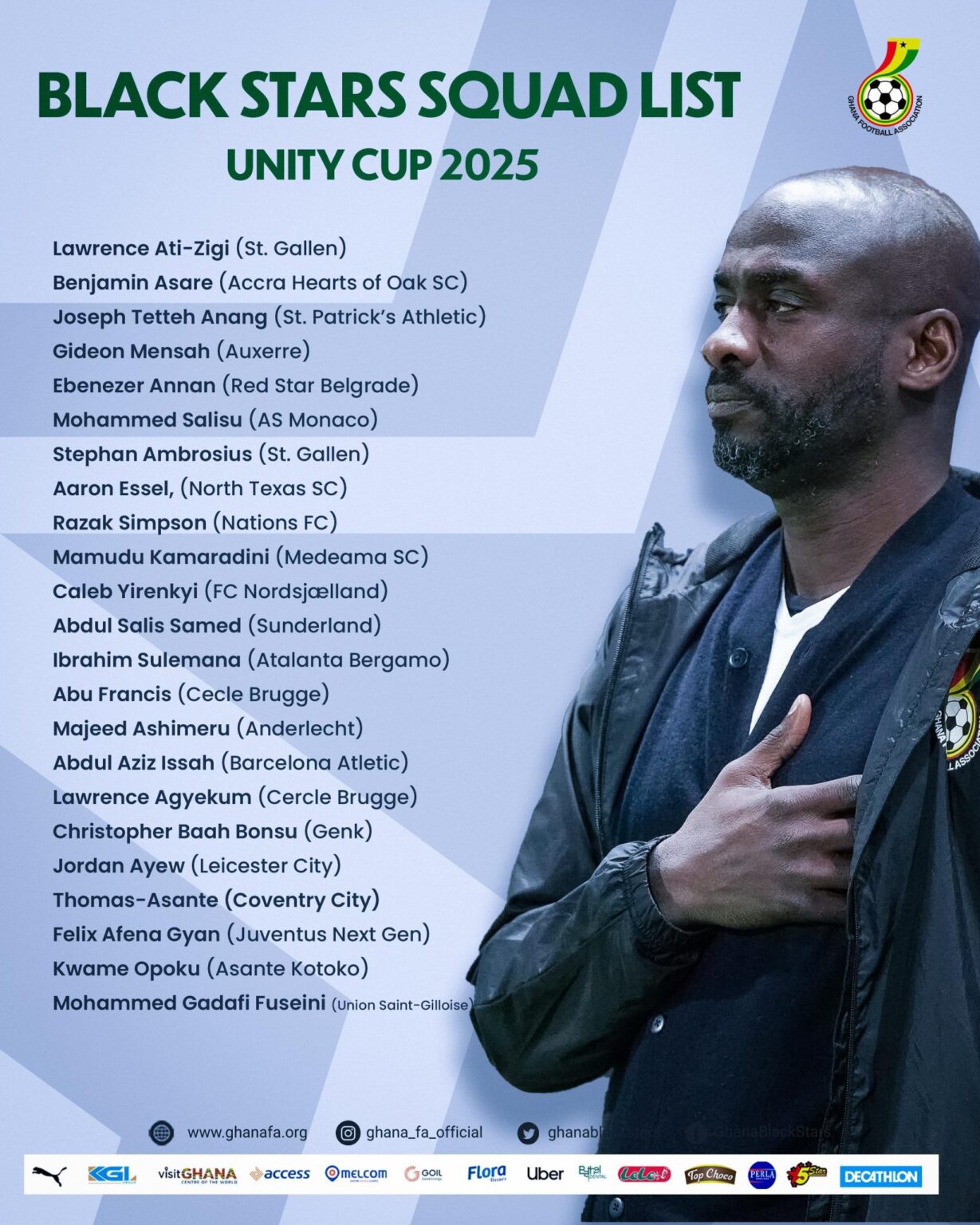 Ghana manager names 23-man squad for 2025 Unity Cup in London – Ghana ...