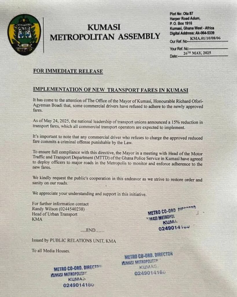 Police, KMA to enforce new transport fare reduction - Ghana Eye Report