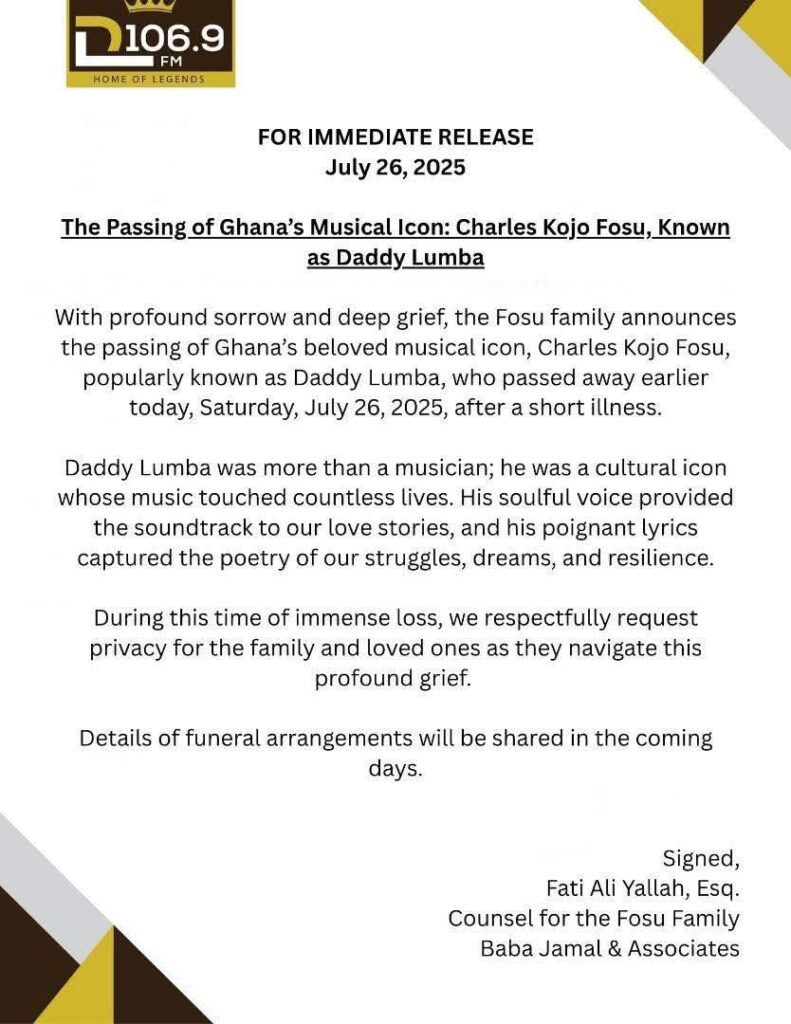 Highlife legend Daddy Lumba reported dead – Ghana Eye Report