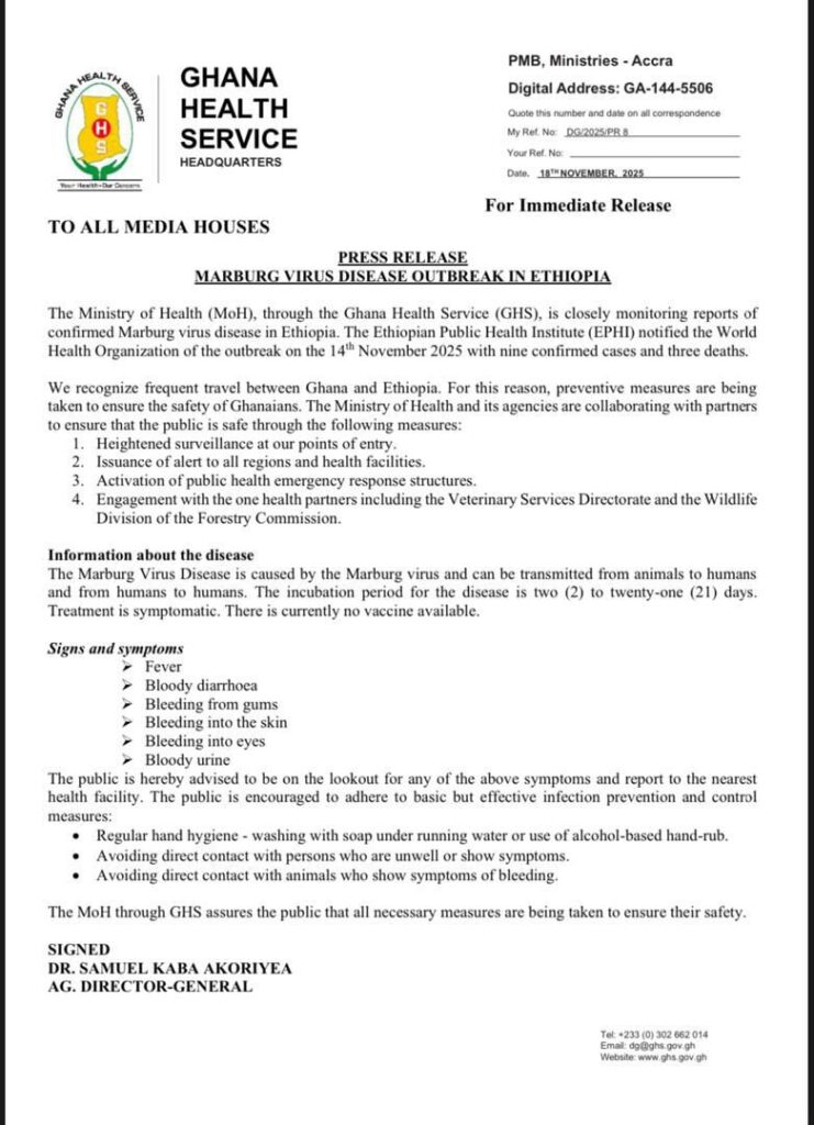 Ghana activates emergency response against Marburg disease, public ...